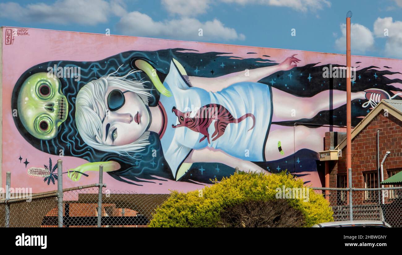 Juddy Roller Street Art, Benalla, Victoria, Australia Stock Photo - Alamy