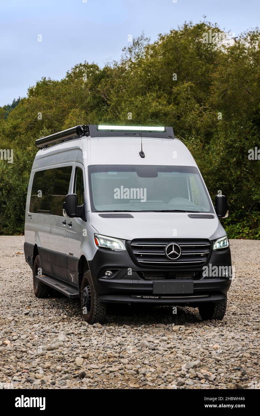 Airstream Interstate 24X 4WD campervan; along the rocky South Fork Coos ...