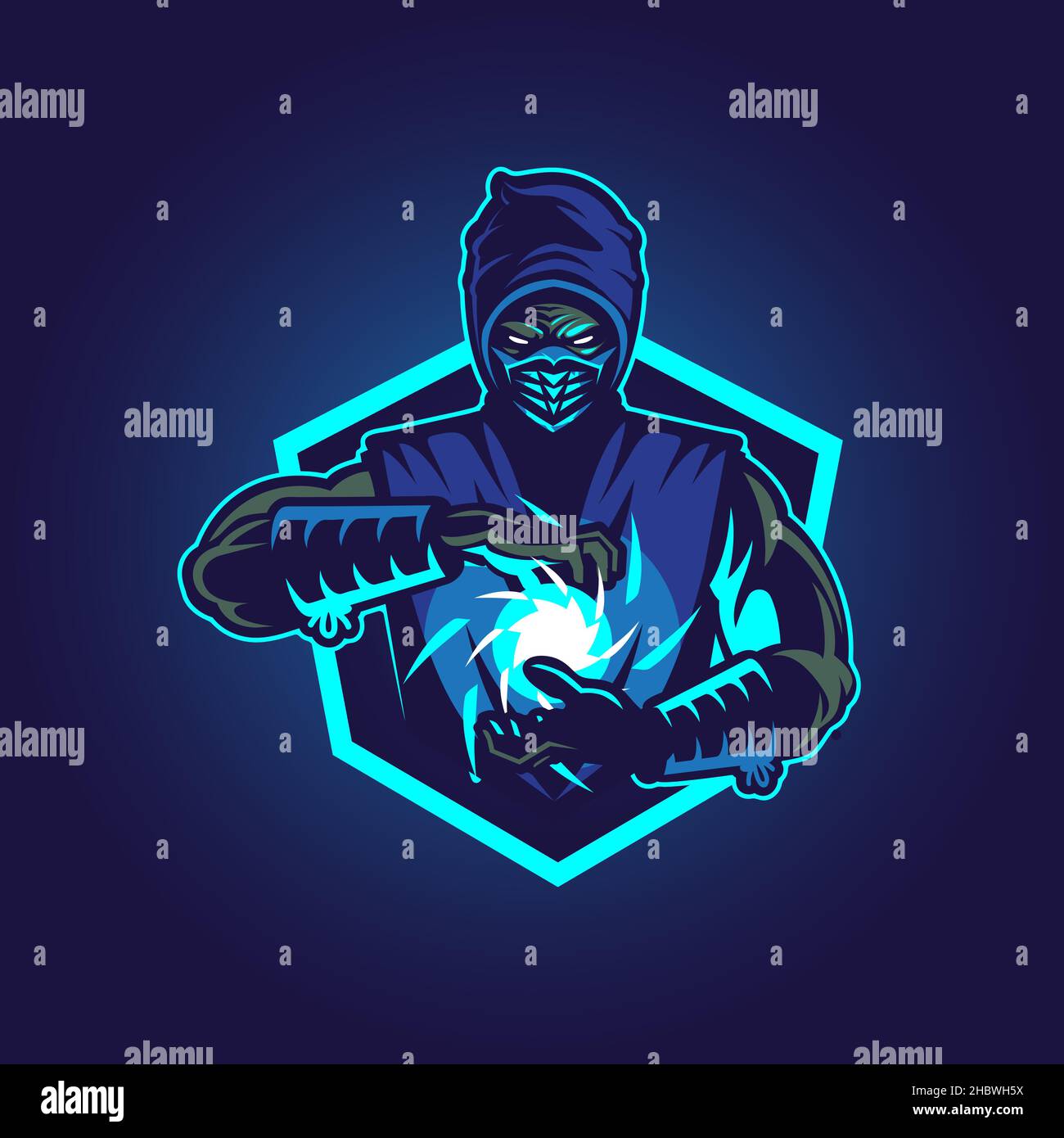 Ice Blue Ninja vector illustration symbol insignia e-port style emblem ...
