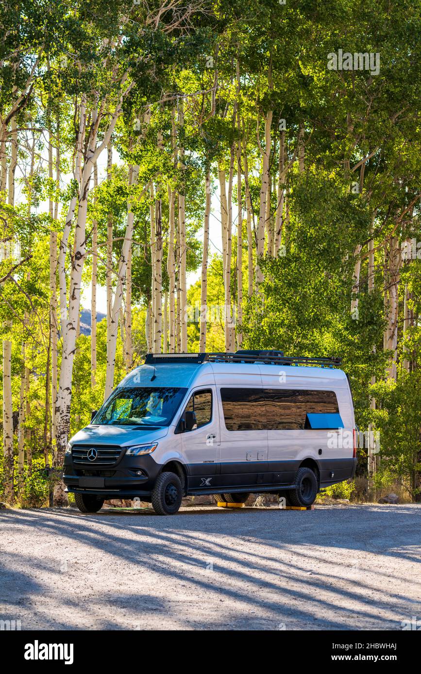 Airstream Interstate 24X campervan among Aspen Trees; Water Canyon ...