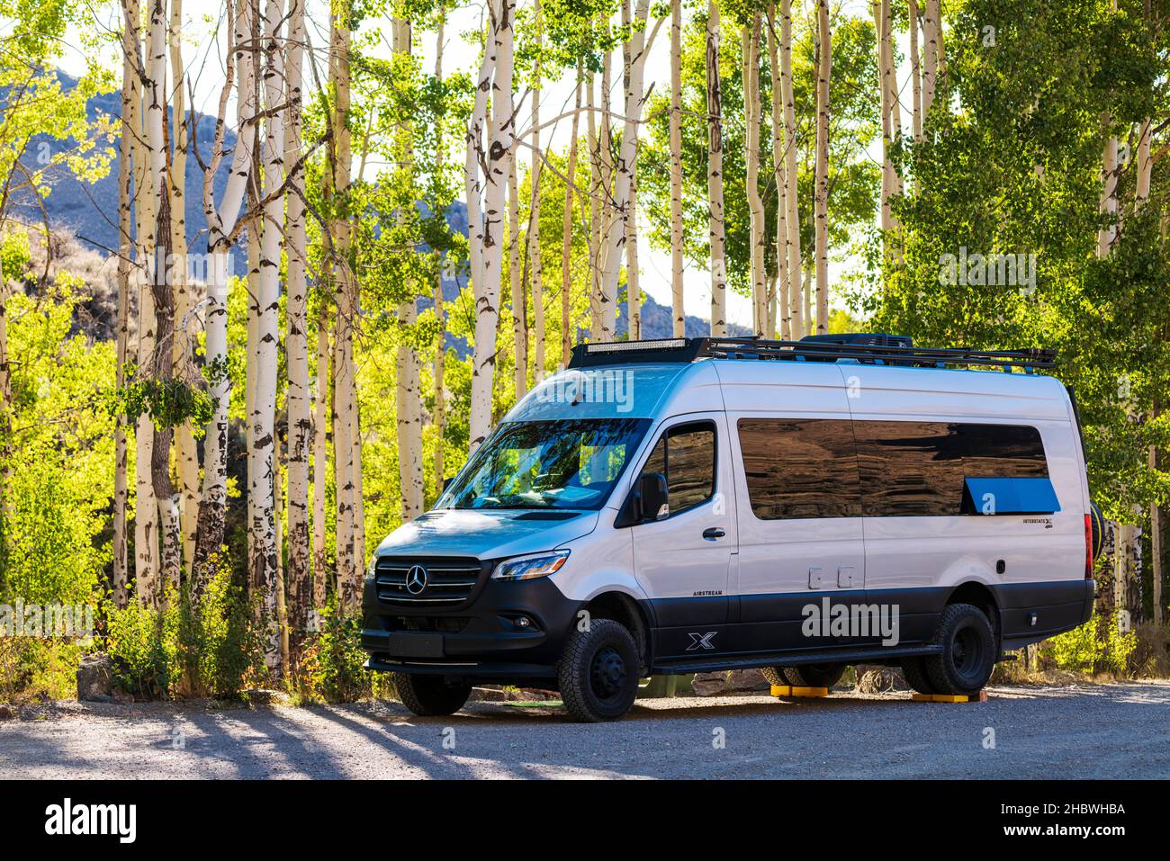 Airstream Interstate 24X campervan among Aspen Trees; Water Canyon ...
