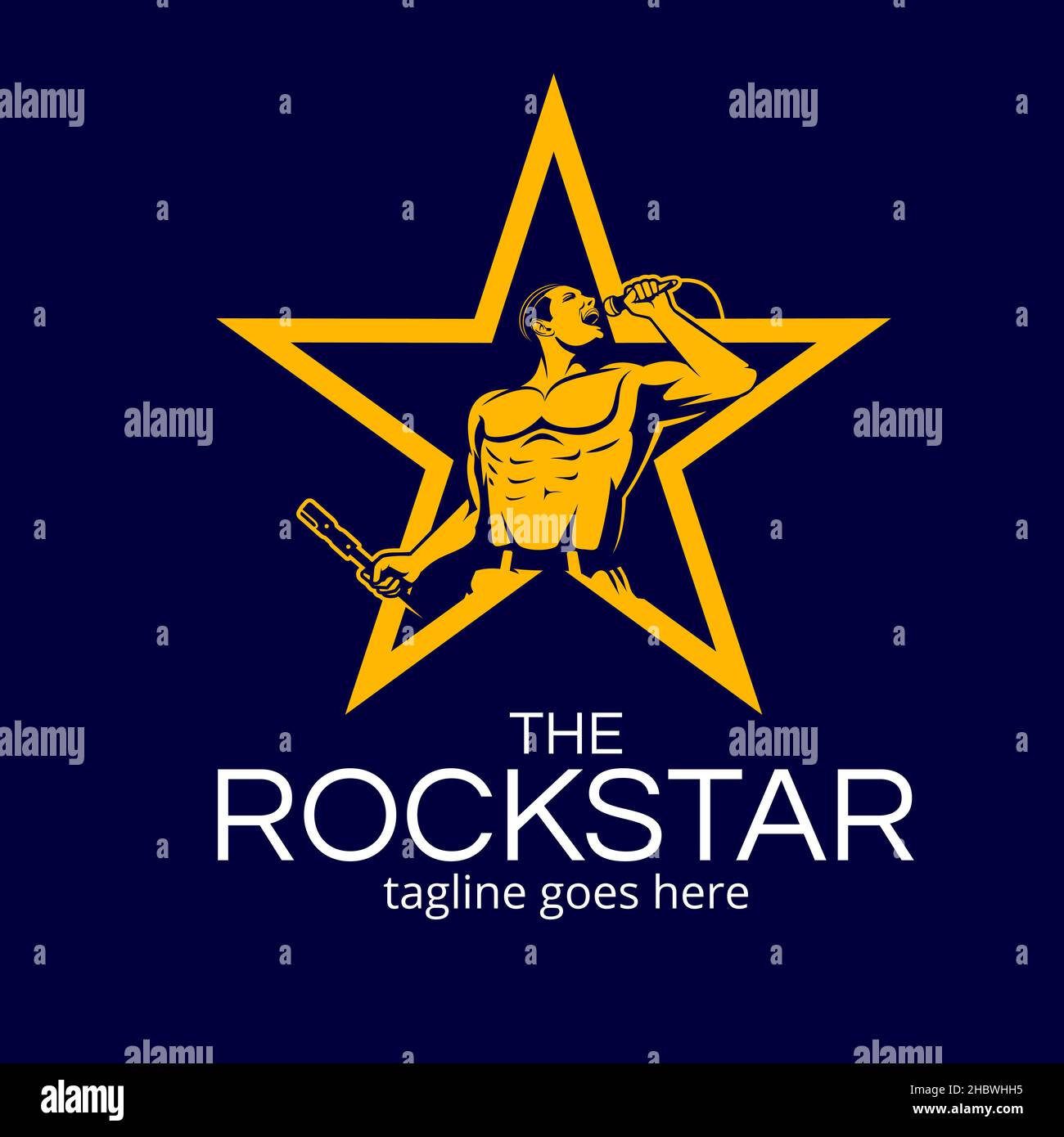 Rockstar man symbol vector illustration. the Vocalist singing out loud ...