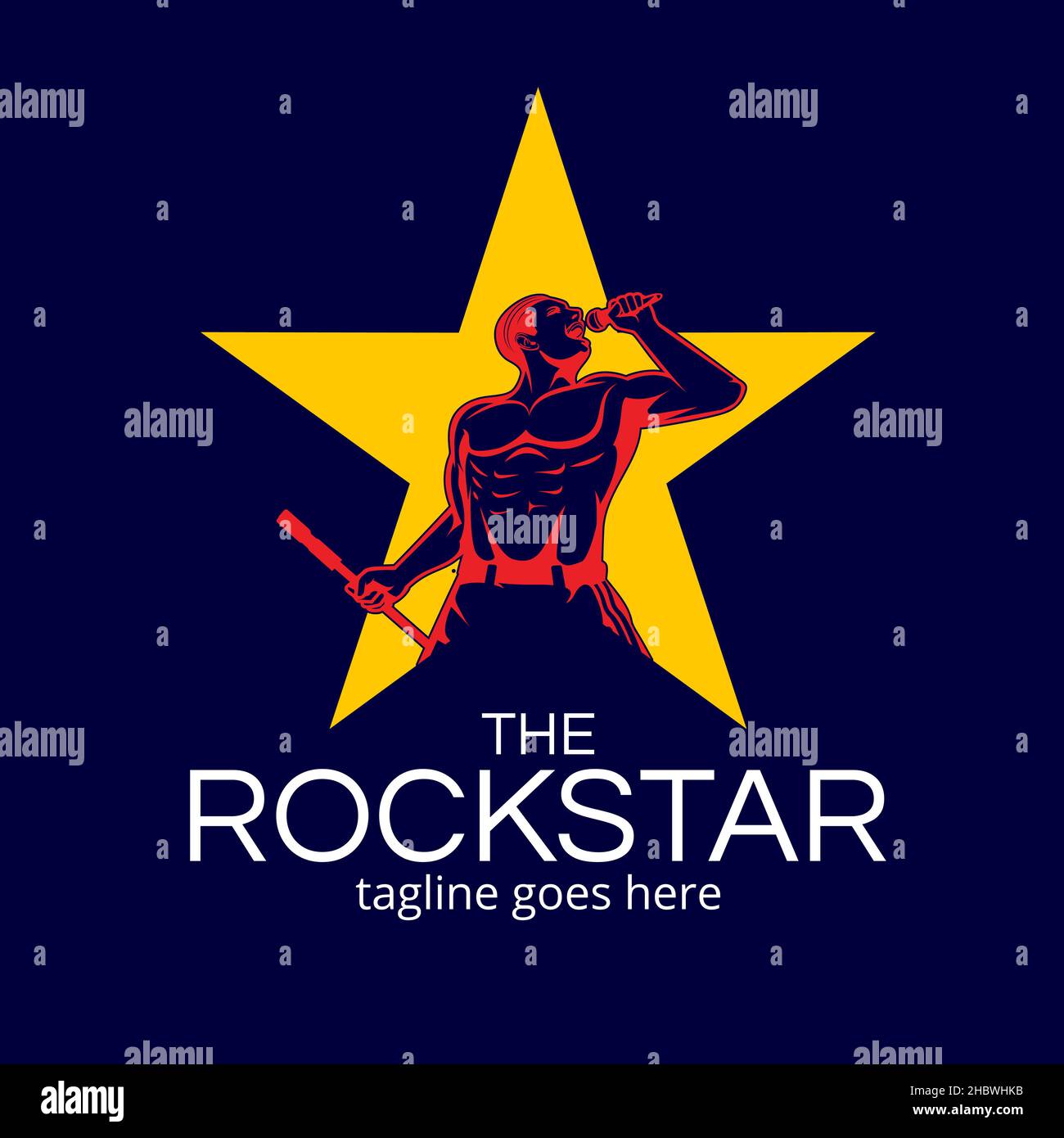 Rockstar man symbol vector illustration. the Vocalist singing out loud ...