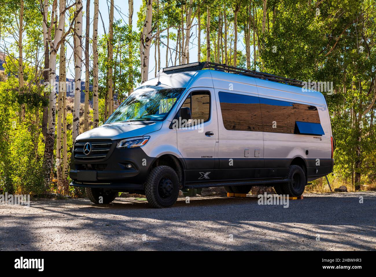 Airstream Interstate 24X campervan among Aspen Trees; Water Canyon ...