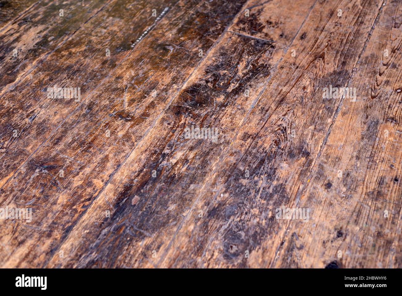 Old wood texture background, weathered and scratched up old dark wood ...