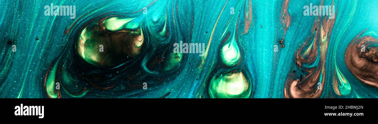 A Turquoise blue abstract background in the technique of fluid art ...