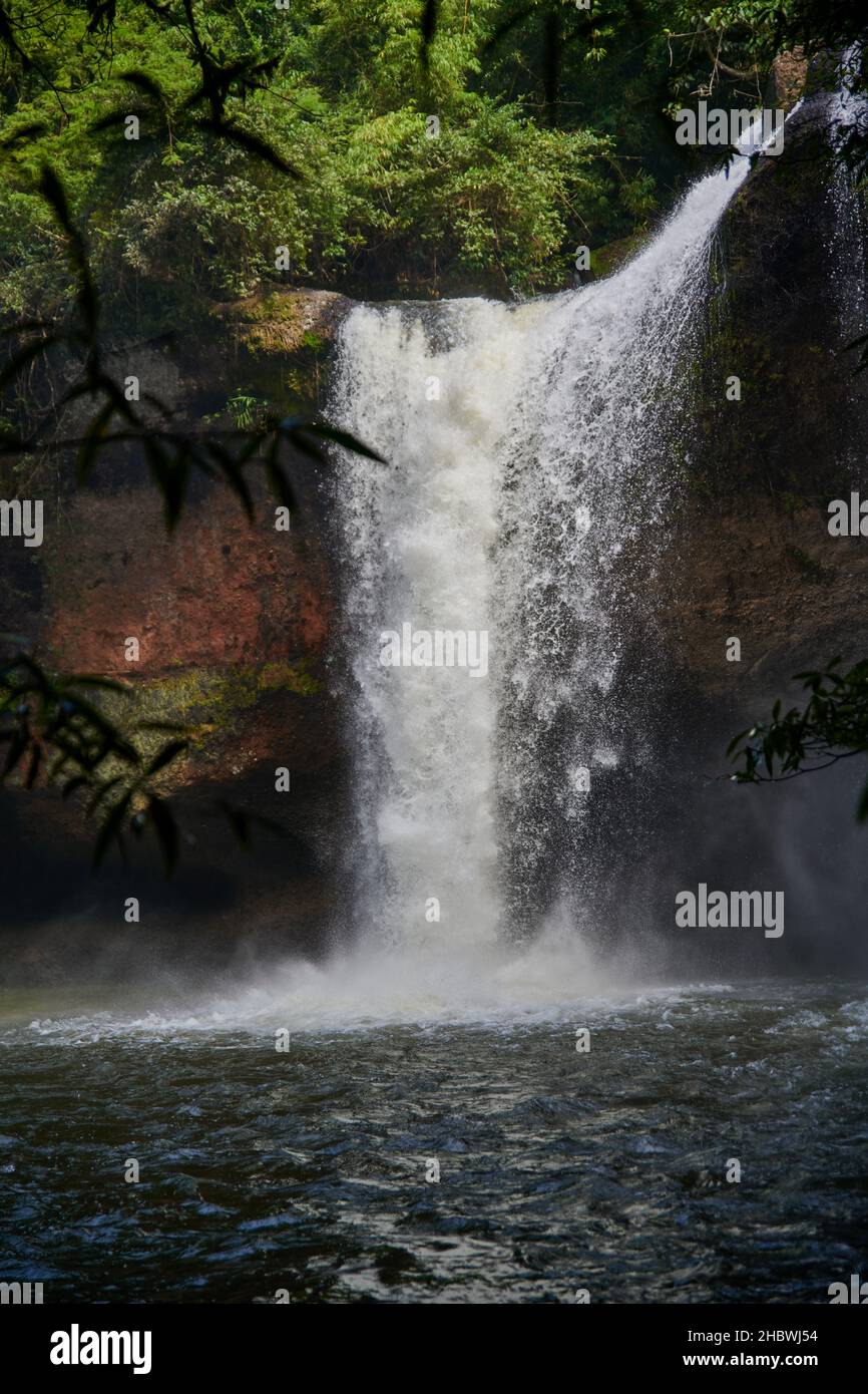 A stunning foamy waterfall in Khao Yai National Park, Thailand Stock ...