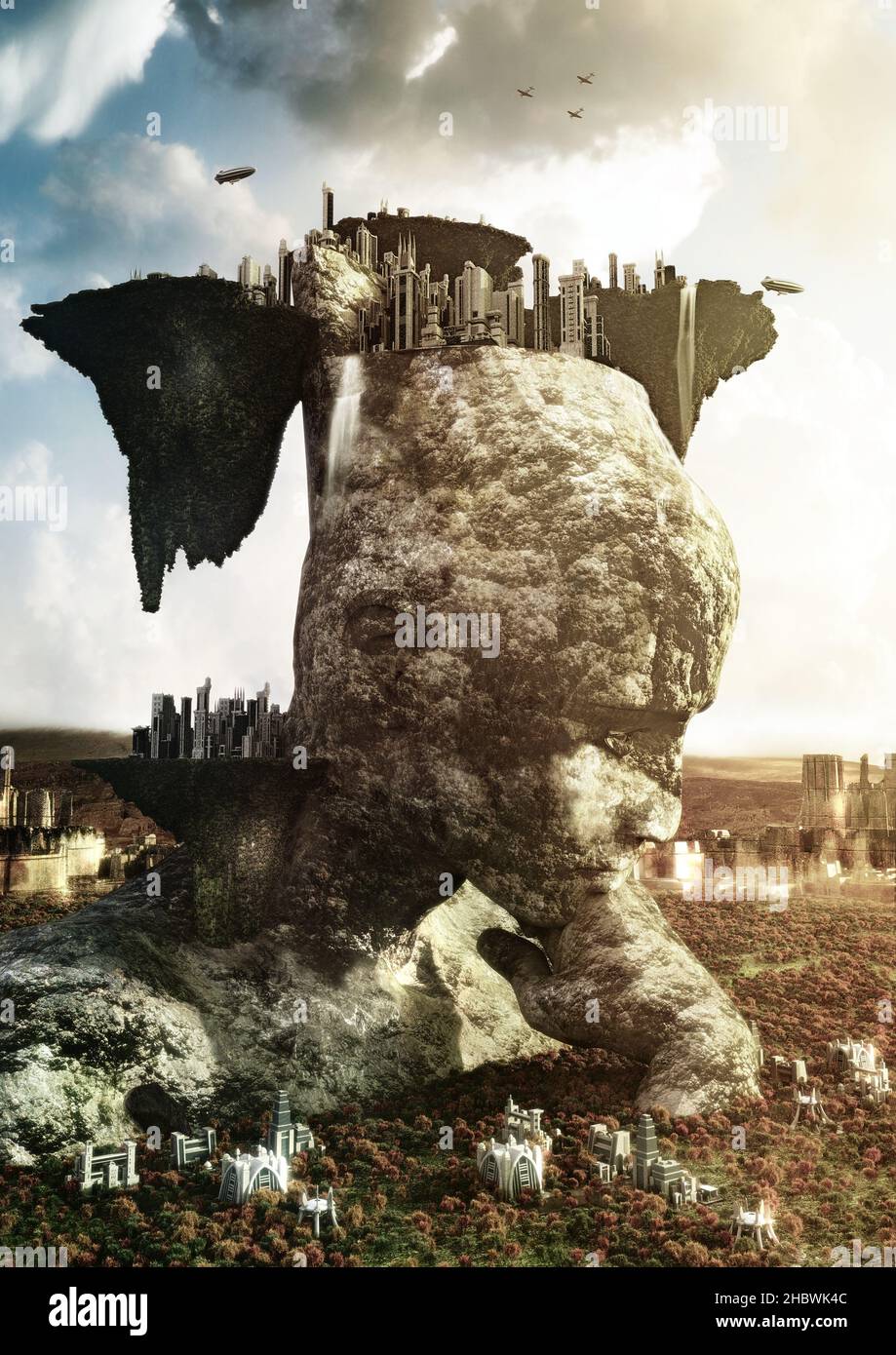 A vertical 2D illustration of an abstract apocalypse concept Stock ...