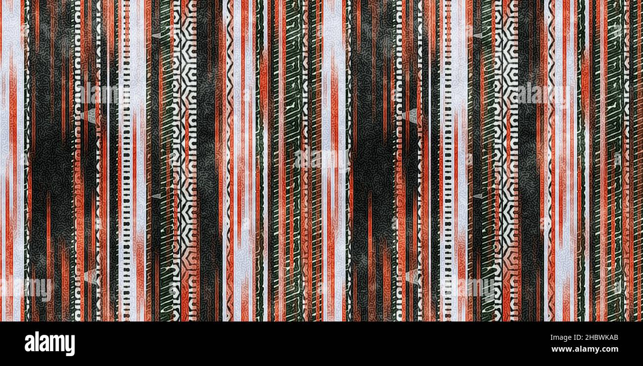 Seamless tribal ethnic stripe grungy border surface pattern design for ...