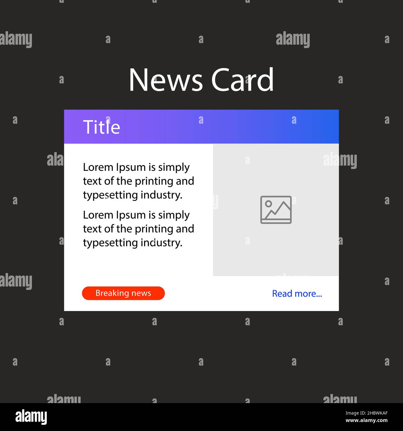A news or article card for a website. Web interface template. User ...