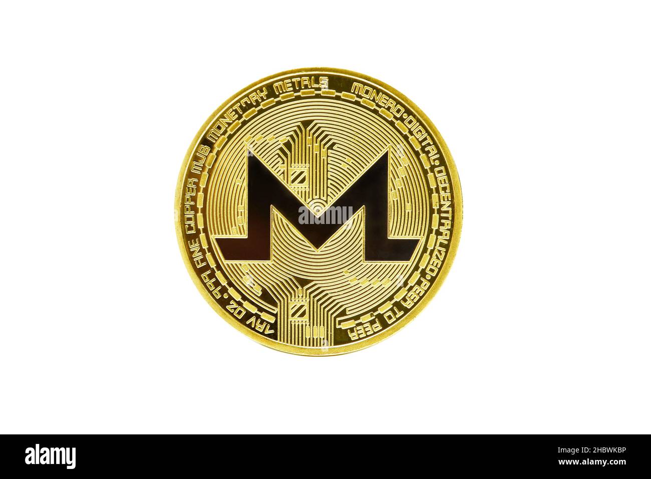 Monero Cryptocurrency, gold coin future coin isolated background Stock ...