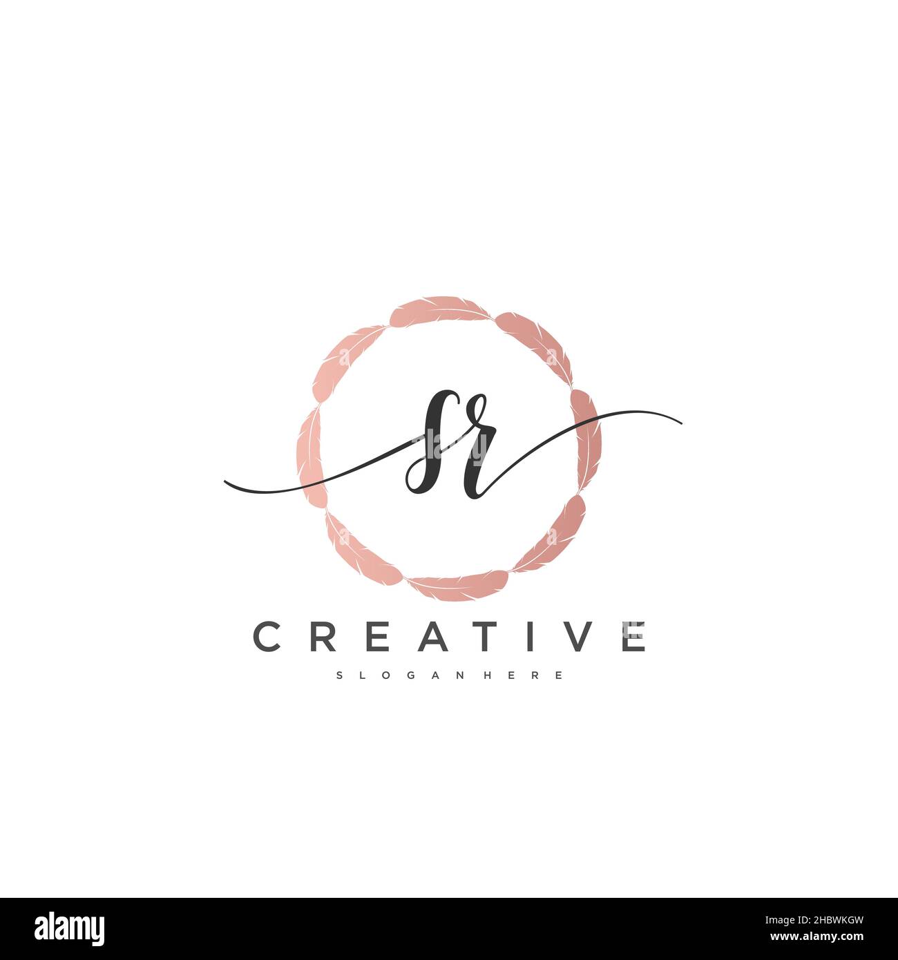 SR Initial handwriting minimalist geometric logo template vector art ...