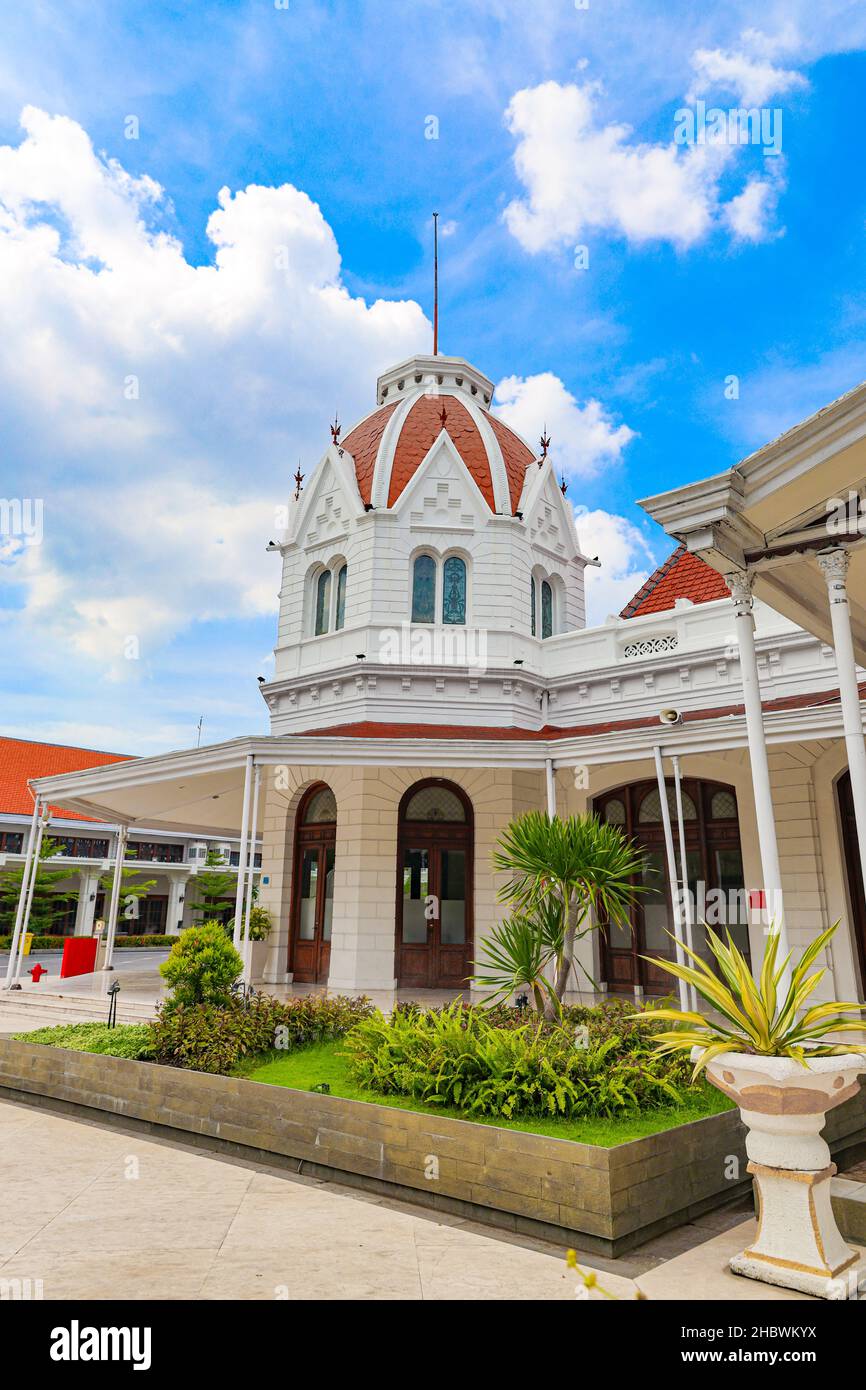 A scenic shot of the Balai Pemuda community center building in Surabaya ...