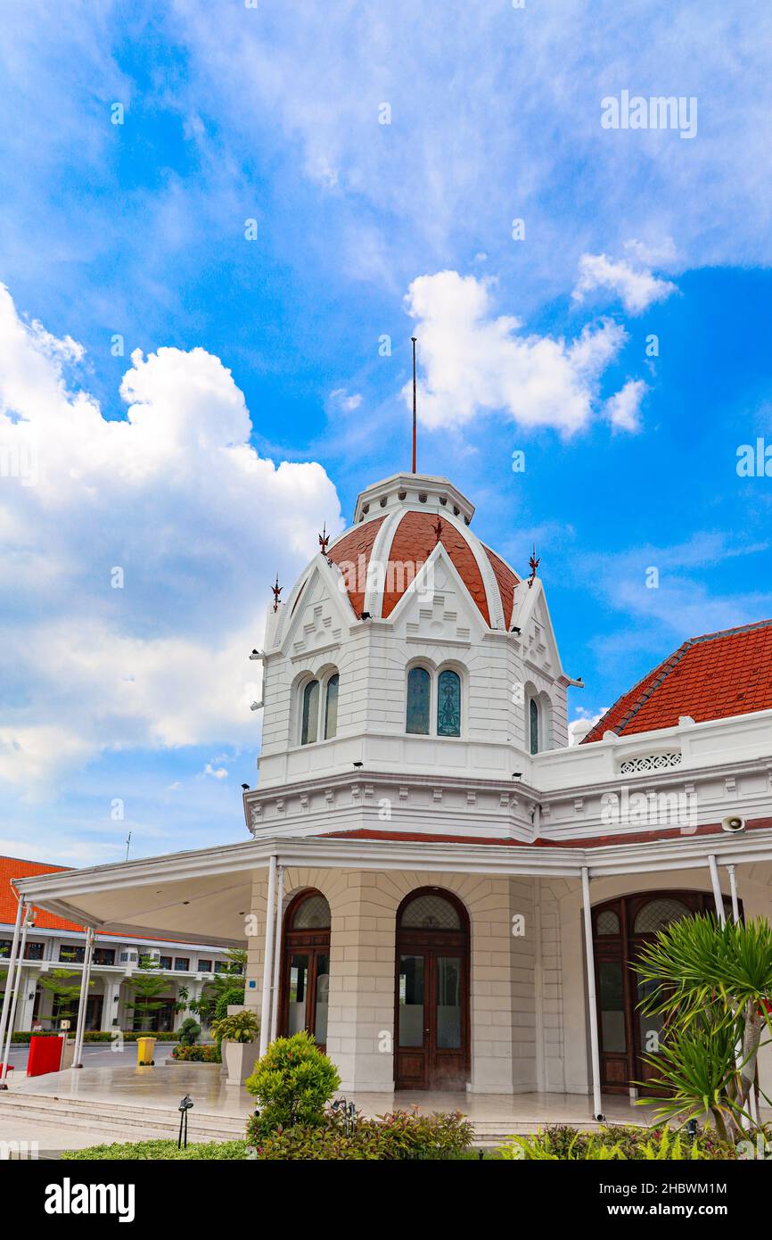 A scenic shot of the Balai Pemuda community center building in Surabaya ...