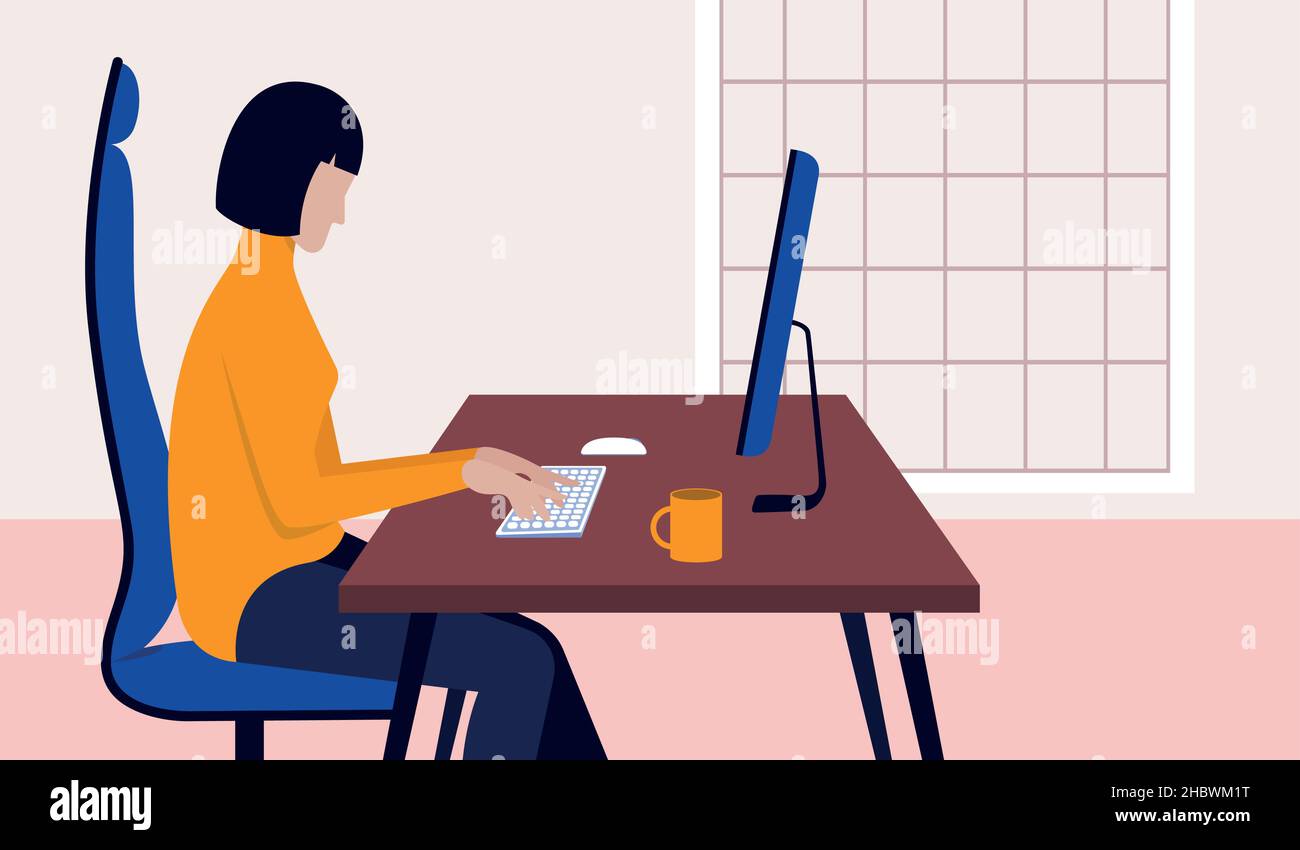 Home office. Vector illustration in flat design Stock Vector Image ...