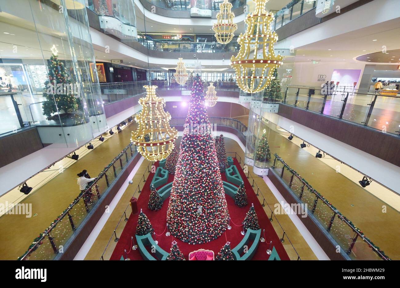 HANGZHOU, CHINA - DECEMBER 22, 2021 - A giant Christmas tree is seen at ...