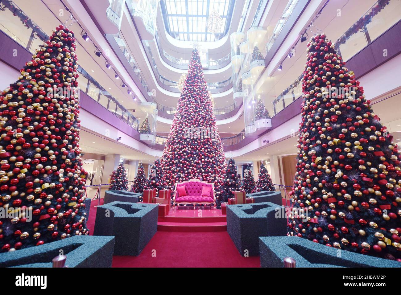 HANGZHOU, CHINA - DECEMBER 22, 2021 - A giant Christmas tree is seen at ...