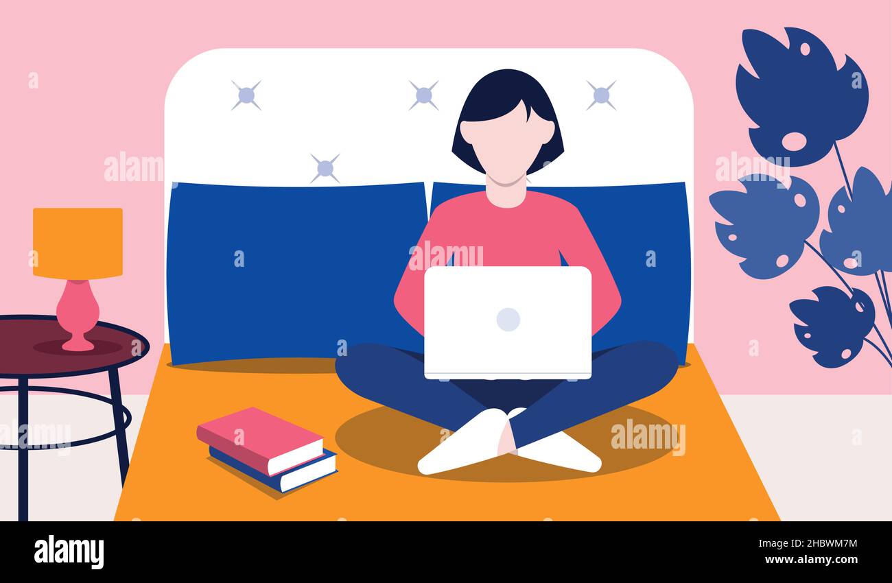 Working home. Vector illustration in flat design Stock Vector Image ...