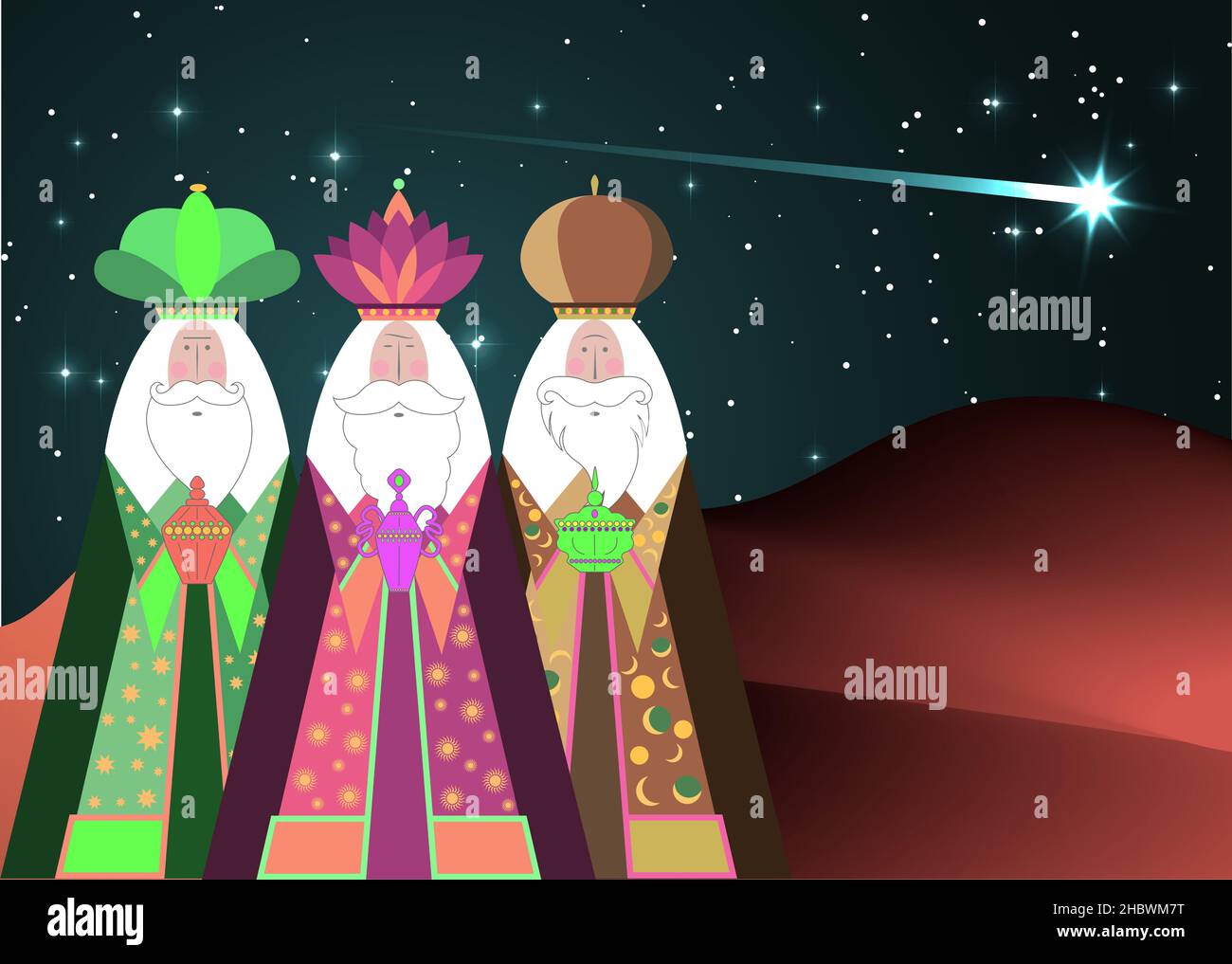 Three wise men Christmas. Three biblical Kings, Caspar, Melchior and ...