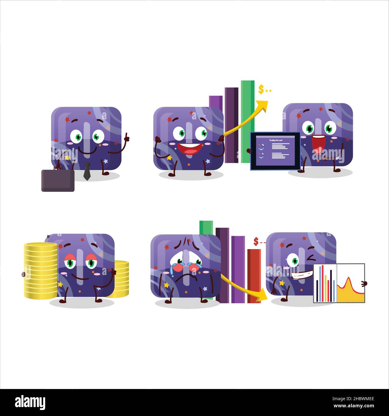 Purple gummy candy I character designs as a trader investment mascot ...