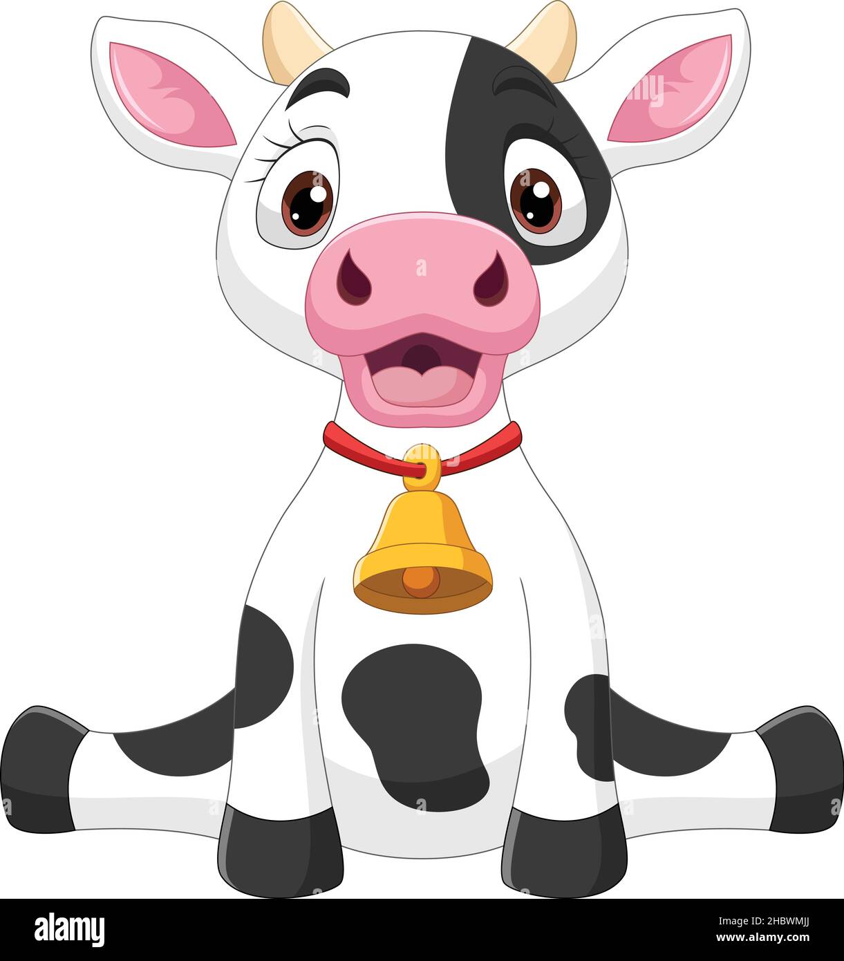 Cute baby cow cartoon sitting on white background Stock Vector Image ...