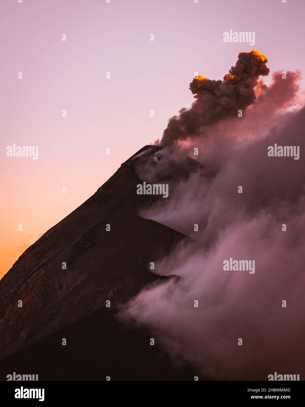 A beautiful view of the eruption of Volcano Acatenango in Guatemala ...