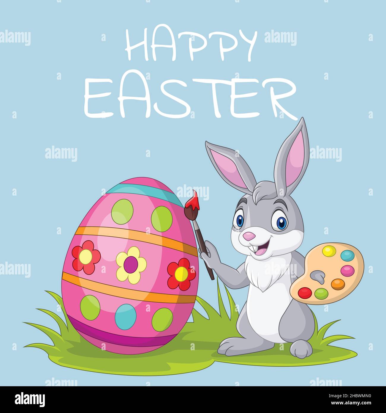 Cartoon rabbit painting an Easter egg Stock Vector Image & Art - Alamy