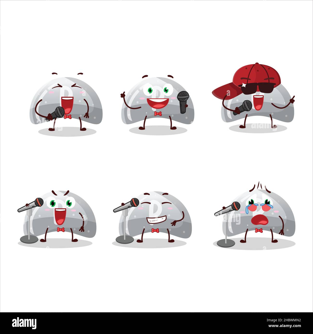 A Cute Cartoon design concept of curve white gummy candy singing a ...