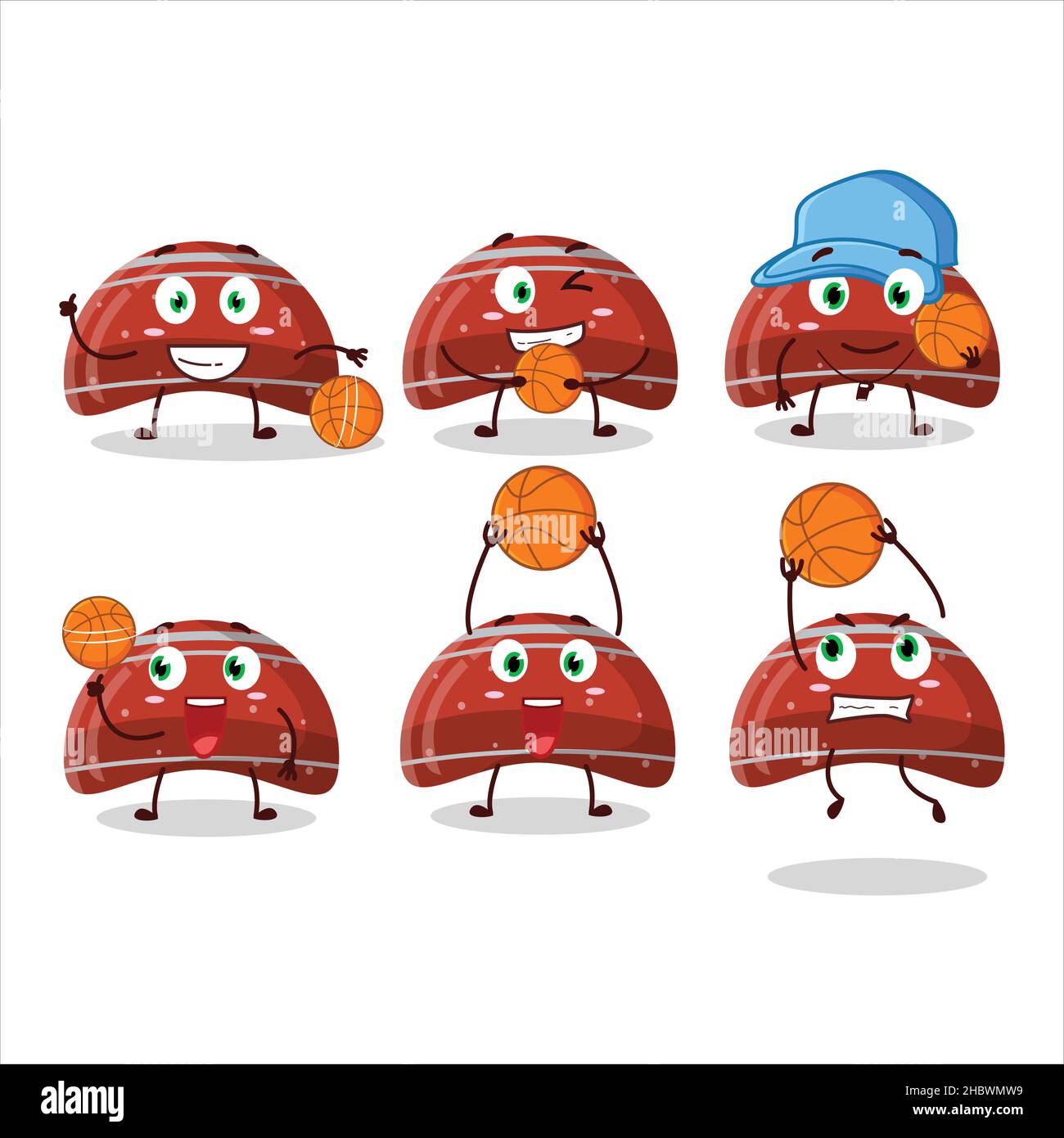 Talented curve red gummy candy cartoon character as a basketball ...