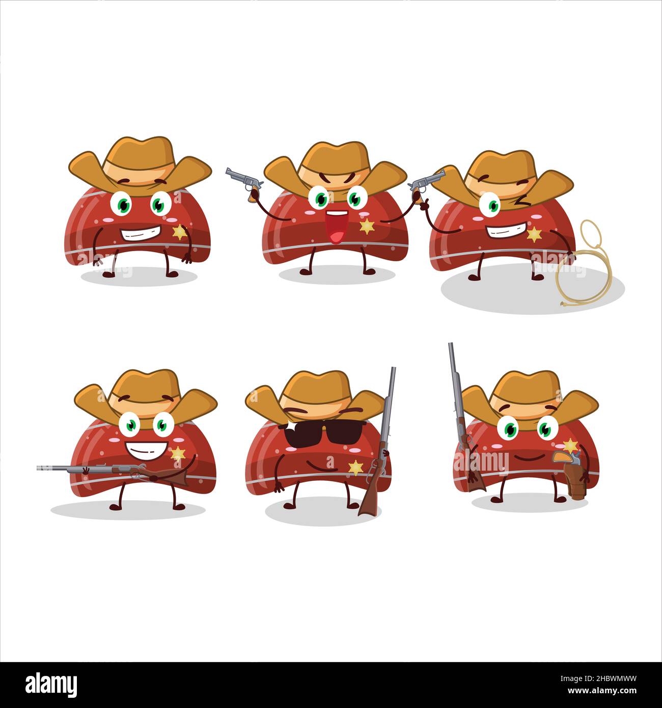 Cool cowboy curve red gummy candy cartoon character with a cute hat ...