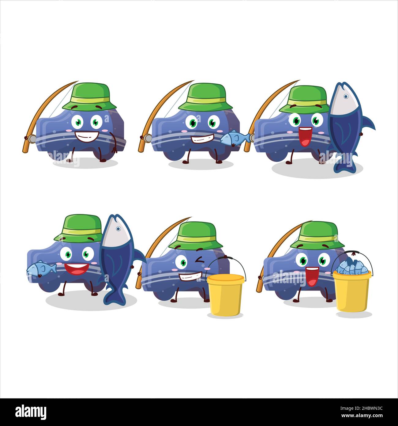 A fisherman blue car gummy candy cartoon picture catch a big fish ...