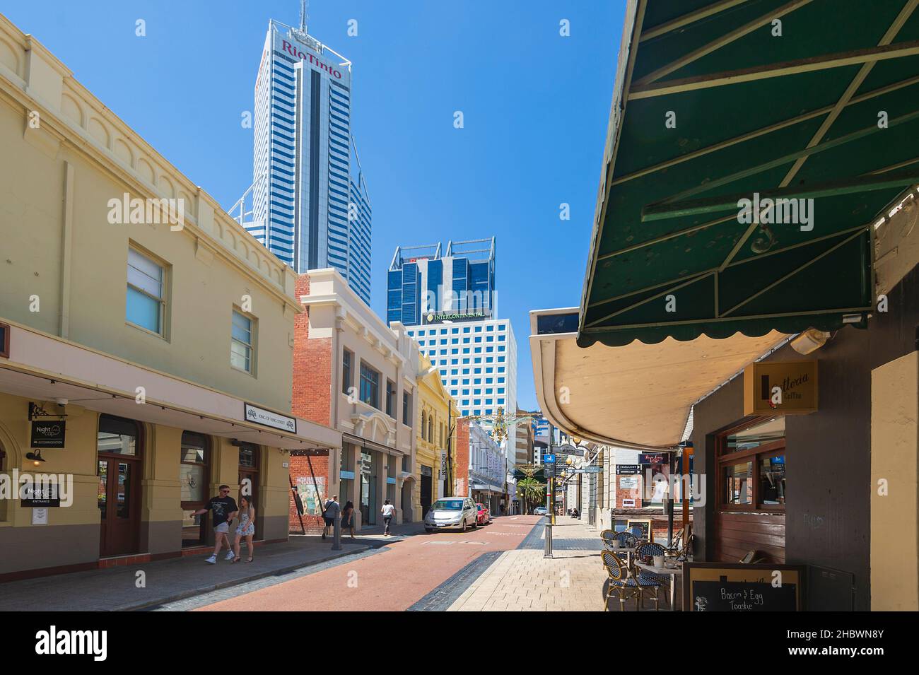 Street scene of King Street in Perth Central Business District, Western ...