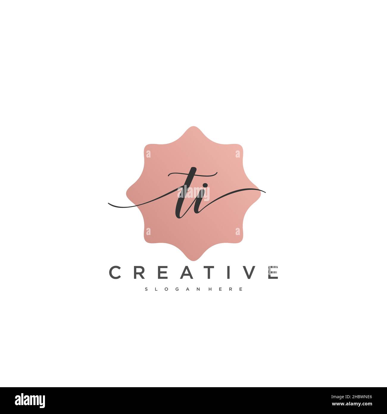TI Initial handwriting minimalist geometric logo template vector art ...