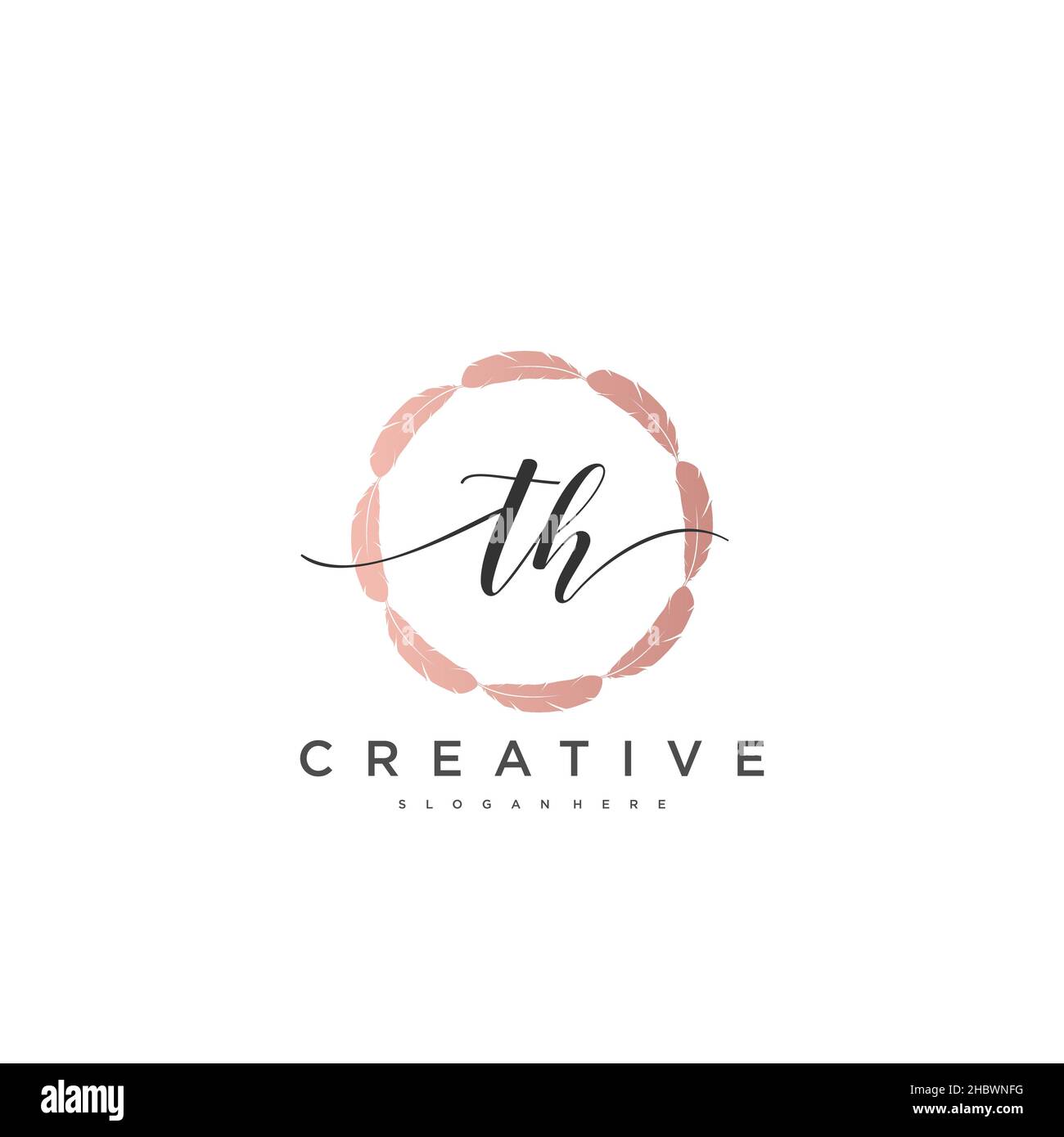 TH Initial handwriting minimalist geometric logo template vector art ...
