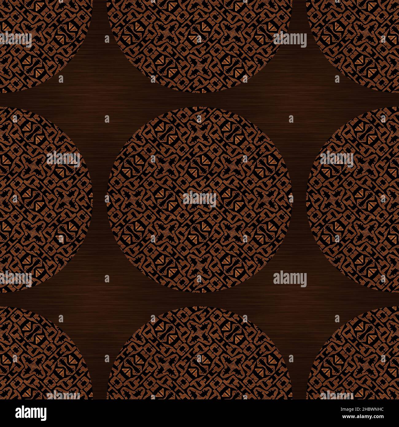 Brown wood effect decorative inlay texture. Seamless engraved oriental ...