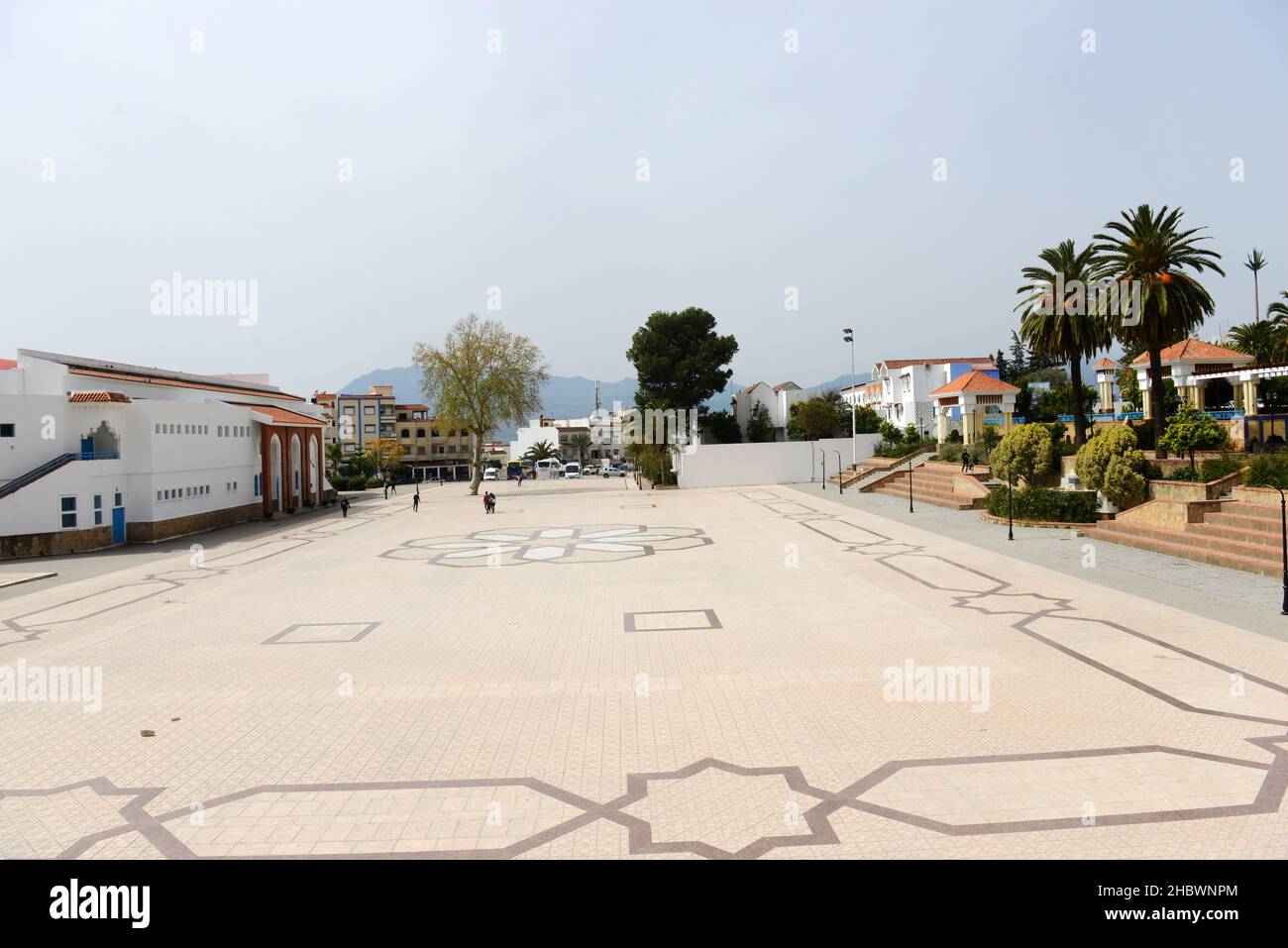 A large public square in the newer parts of town outside the medina of ...