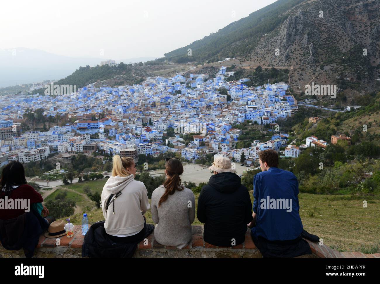 Tourist enjoying the view of Chefchaouen, Morocco Stock Photo - Alamy