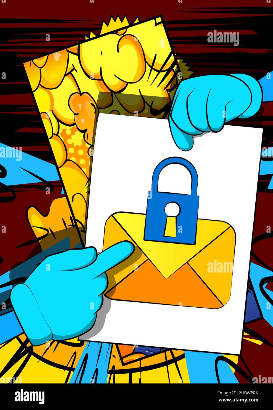 Hand holding banner with encrypted E-Mail sign on paper. Man showing ...