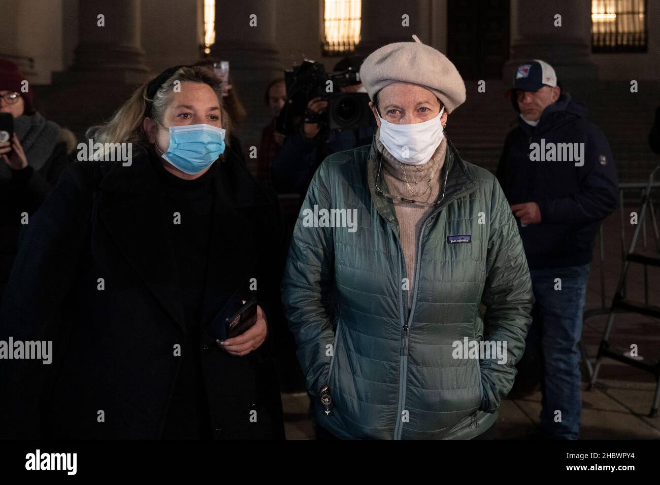 New York, USA. 21st Dec, 2021. Isabel Maxwell (R) sister of Ghislaine ...