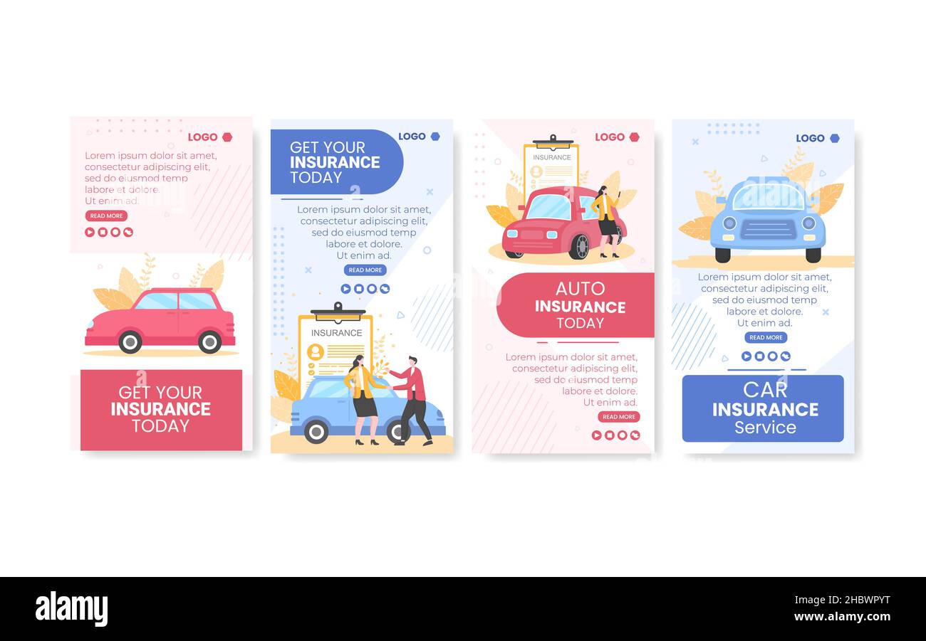 Car Insurance Post Template Flat Design Illustration Editable of Square ...