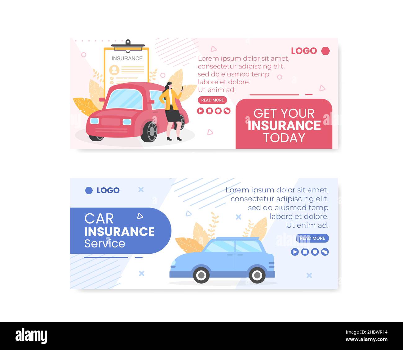 Car Insurance Post Template Flat Design Illustration Editable of Square ...