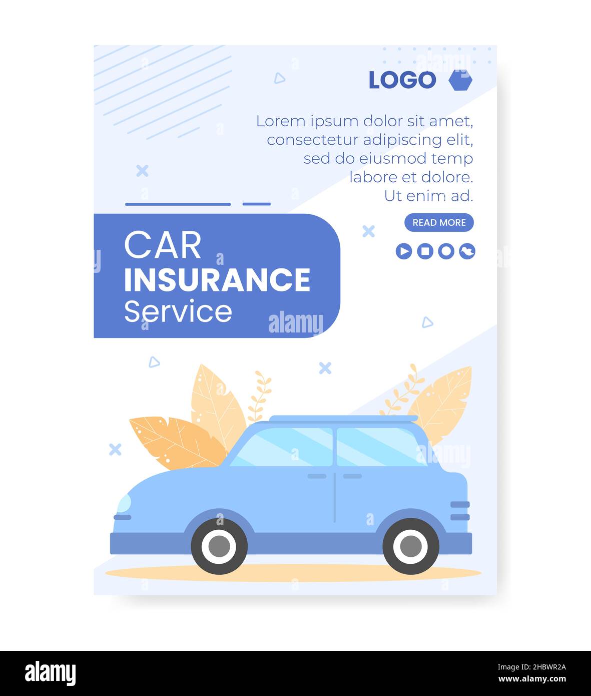 Car Insurance Post Template Flat Design Illustration Editable of Square ...