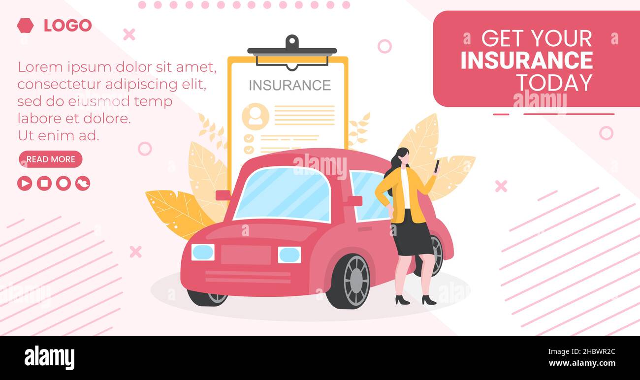Car Insurance Post Template Flat Design Illustration Editable of Square ...