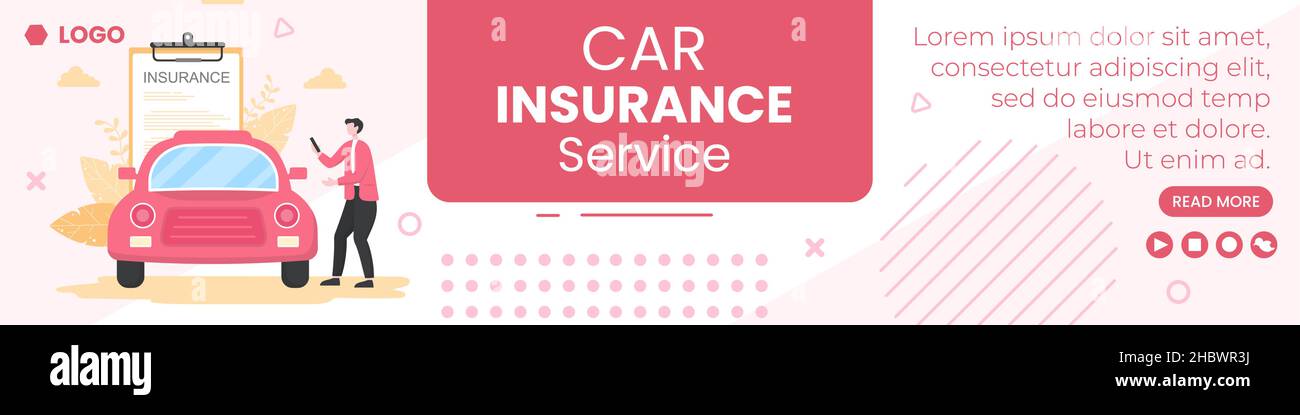 Car Insurance Post Template Flat Design Illustration Editable of Square ...
