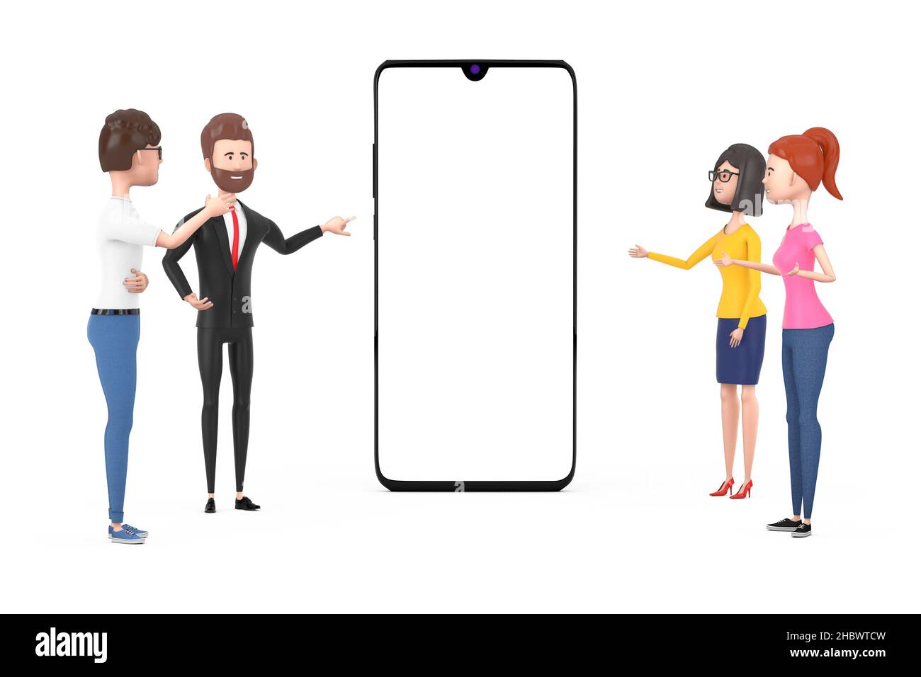 Business Team Cartoon Characters Meeting and Talking in front of Modern ...