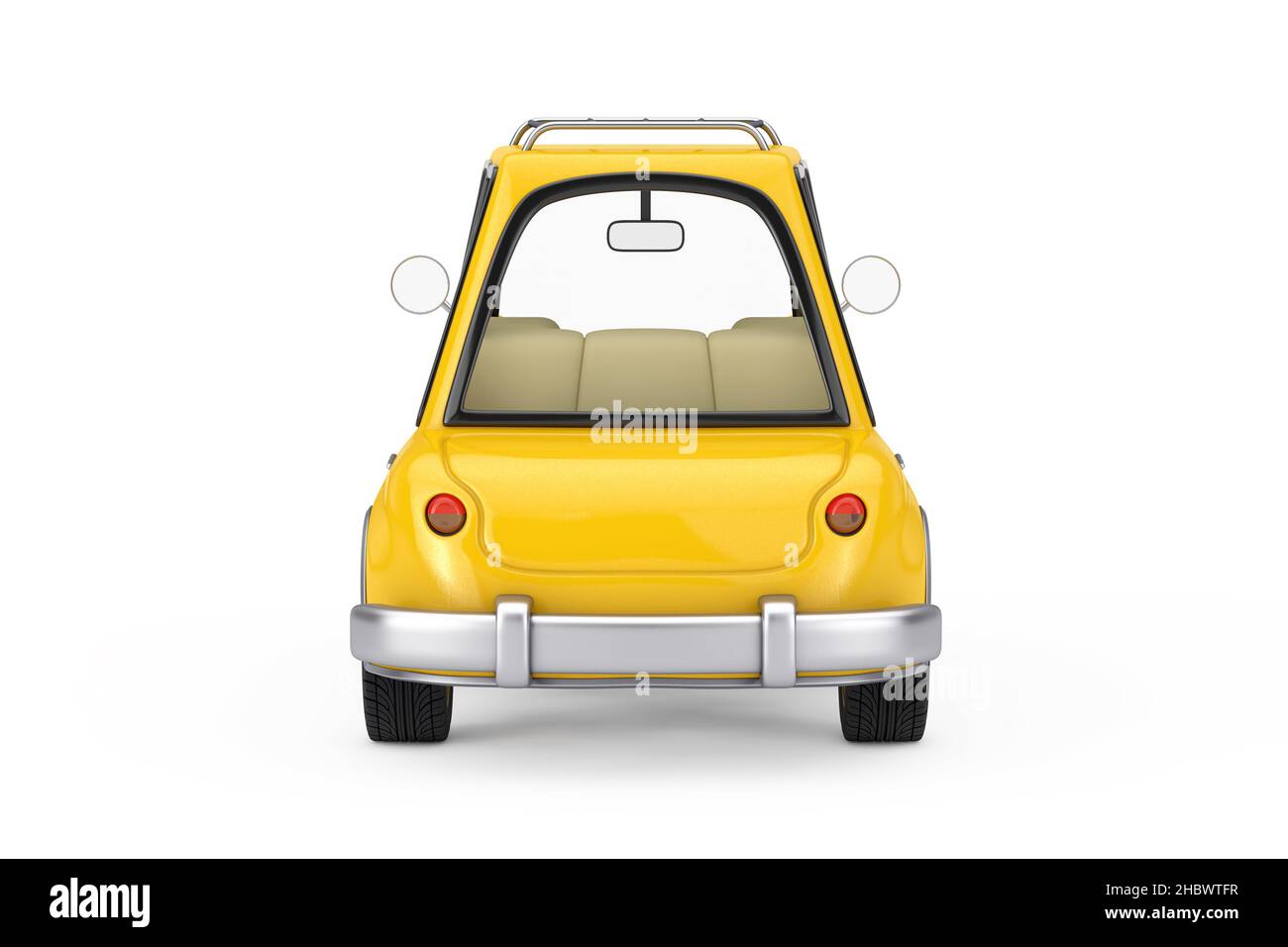 Yellow Cartoon Car on a white background. 3d Rendering Stock Photo - Alamy