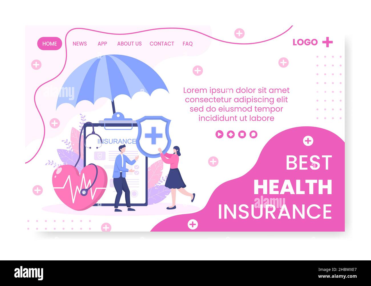 Health care Insurance Post Template Flat Design Illustration Editable ...