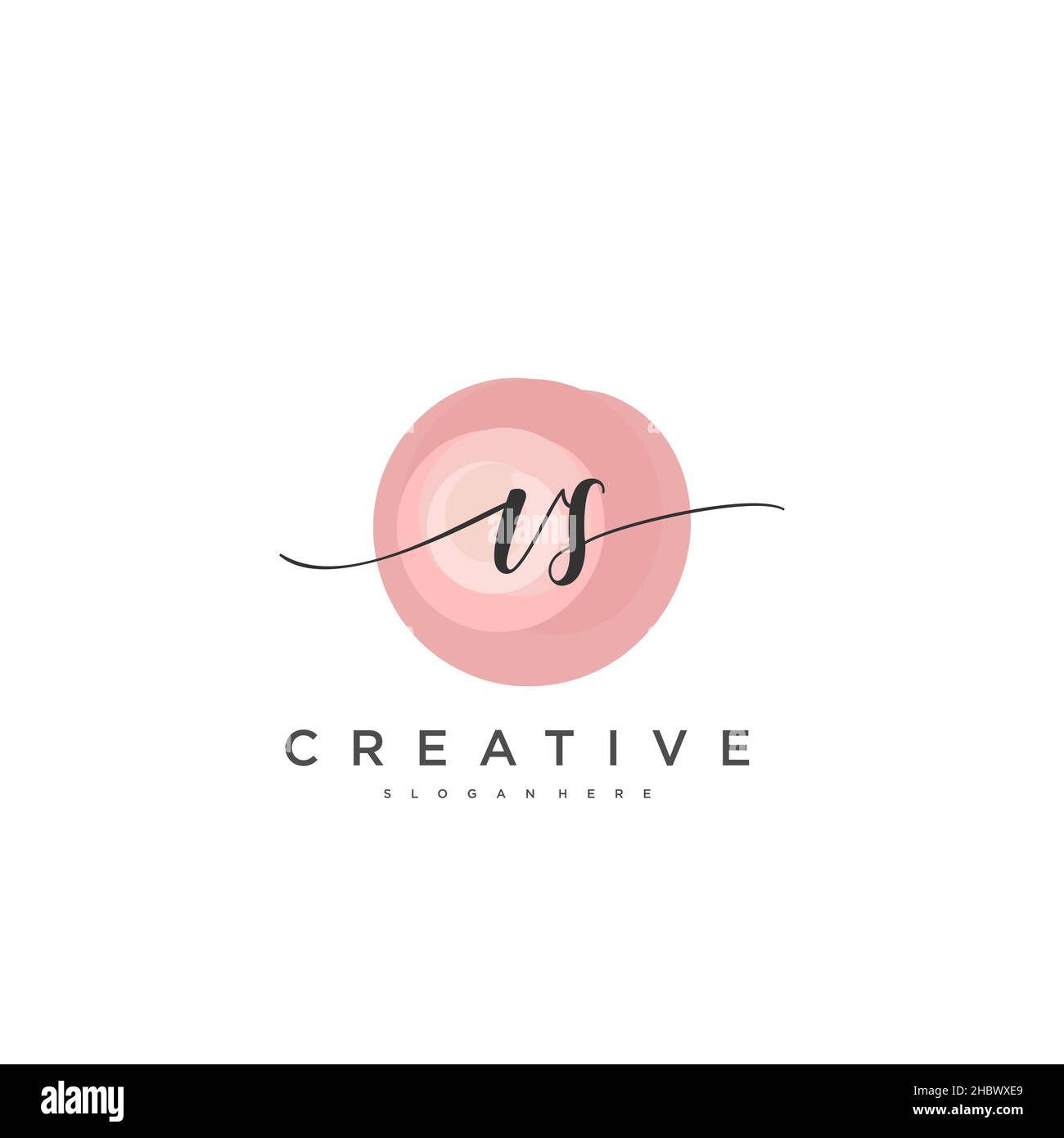 VS Initial handwriting minimalist geometric logo template vector art ...