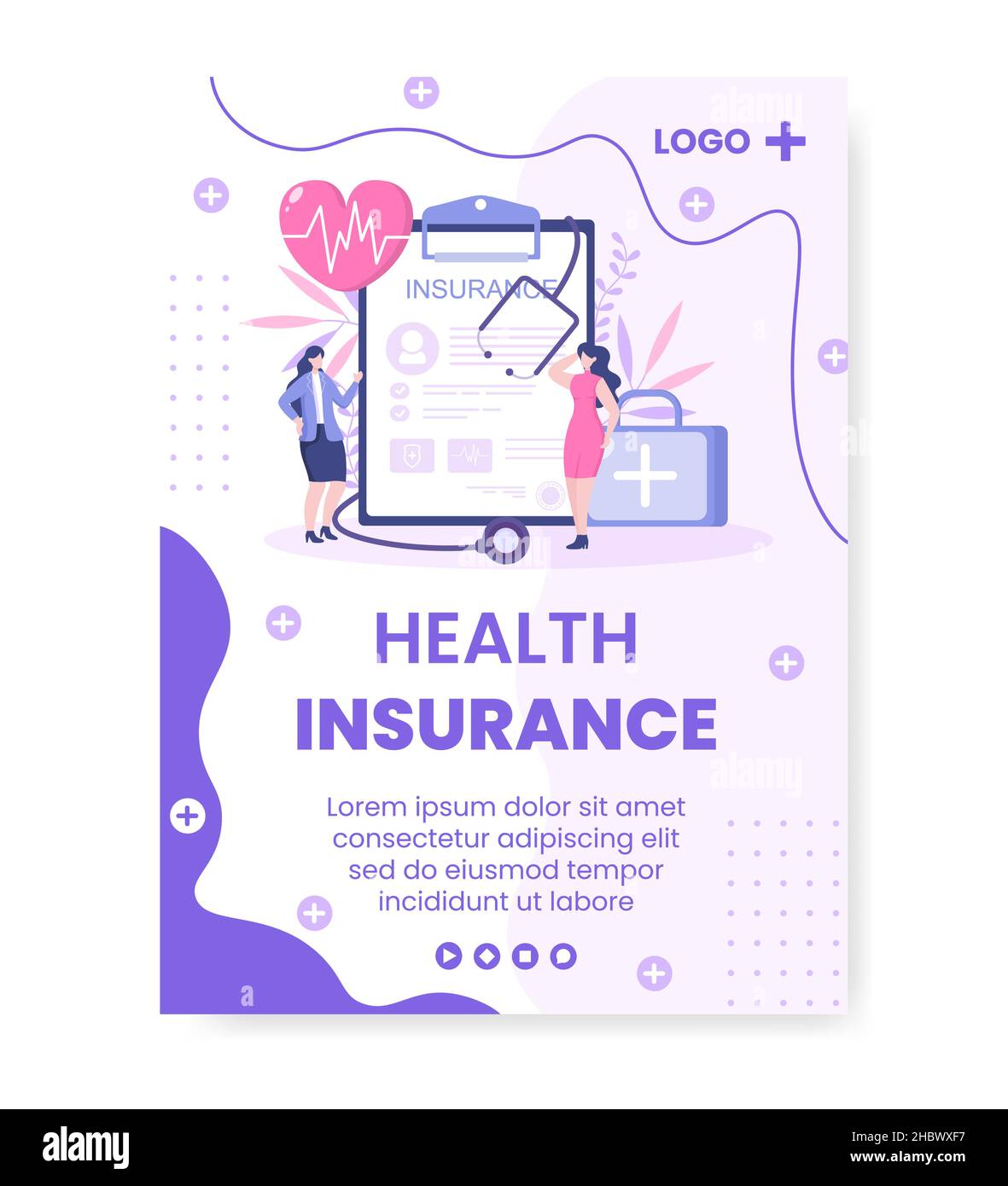 Health care Insurance Post Template Flat Design Illustration Editable ...