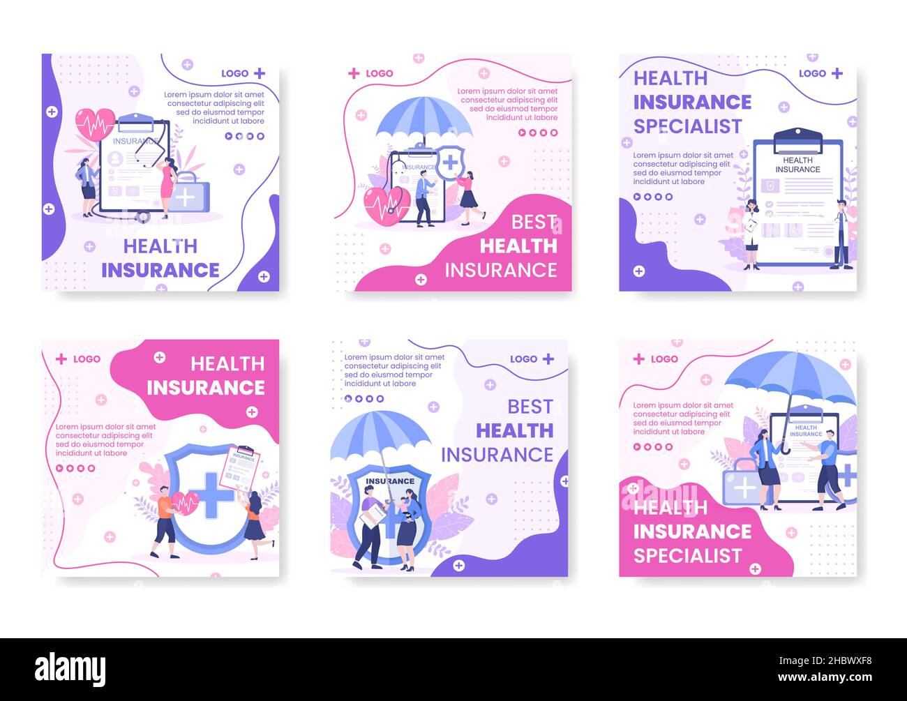 Health care Insurance Post Template Flat Design Illustration Editable ...